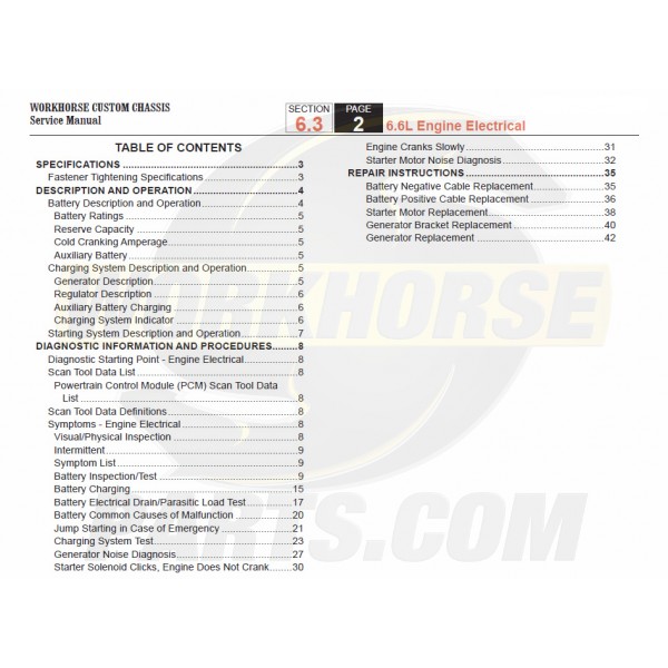 2005-2007 Workhorse LF72 Engine Electrical Service Manual Download ...