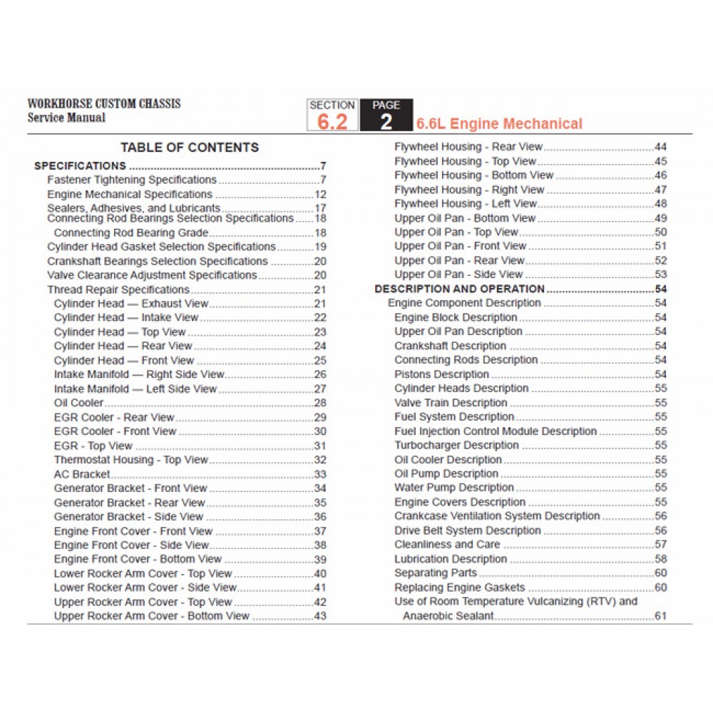 2005-2007 Workhorse LF72 Engine Mechanical Service Manual Download ...