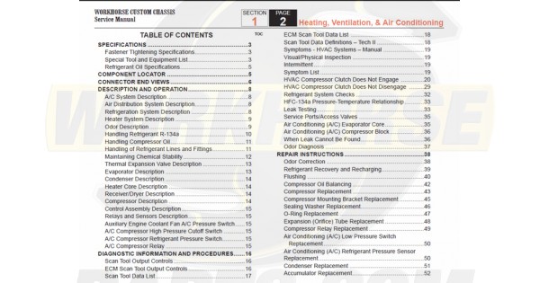 2005-2007 Workhorse LF72 HVAC Service Manual Download - Workhorse Parts