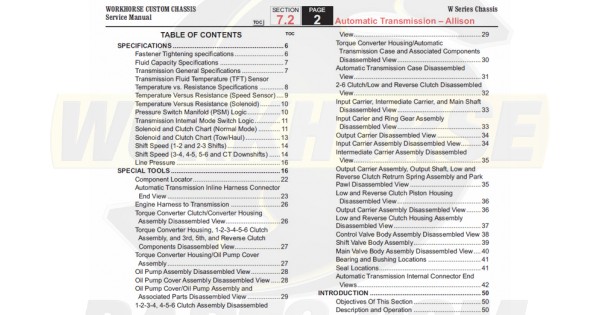2006 Workhorse W Series Allison Transmission Service Manual Download