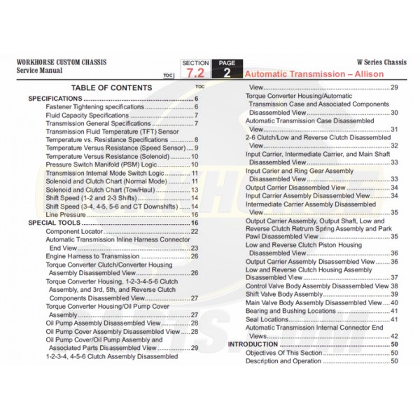 2006 Workhorse W Series Allison Transmission Service Manual Download