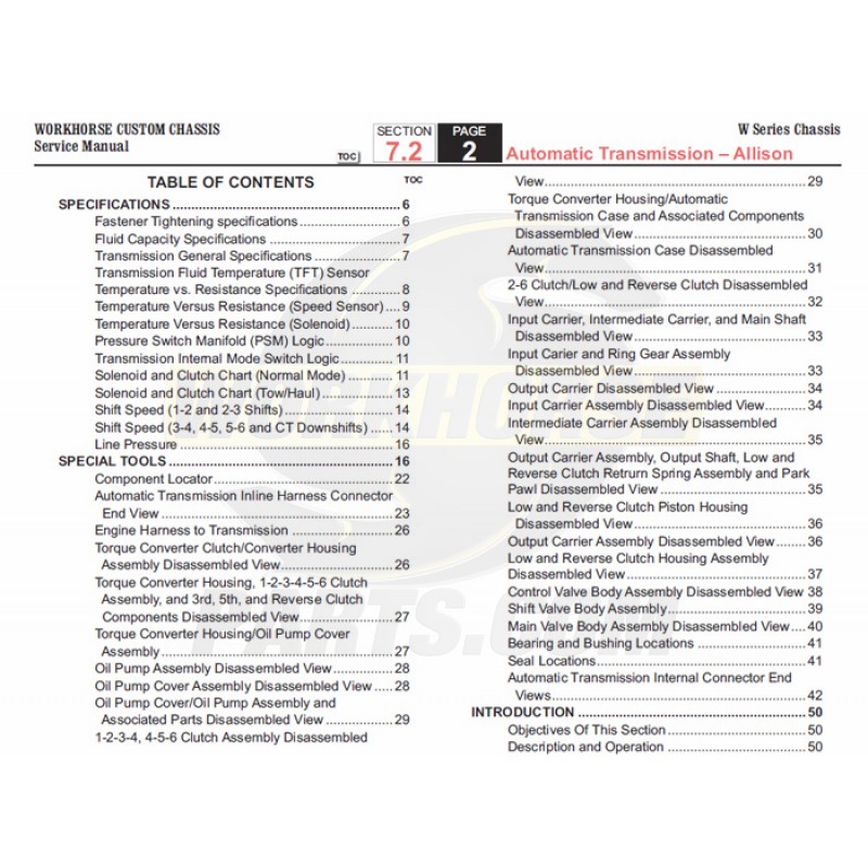 2006 Workhorse W Series Allison Transmission Service Manual Download