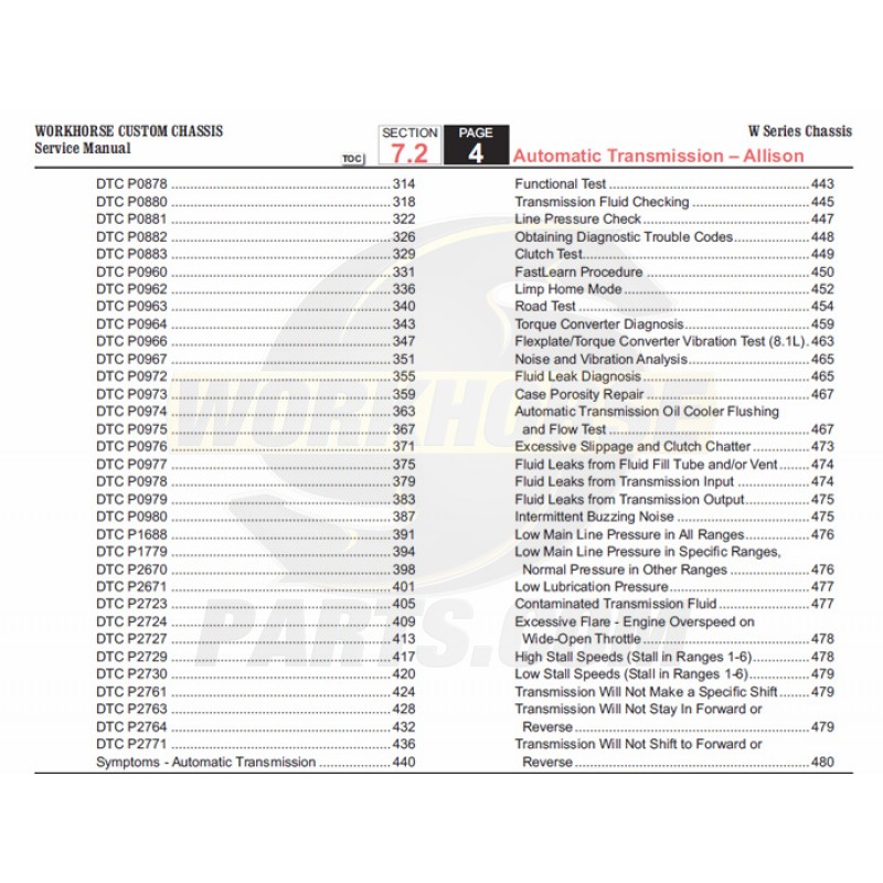 2006 Workhorse W Series Allison Transmission Service Manual Download