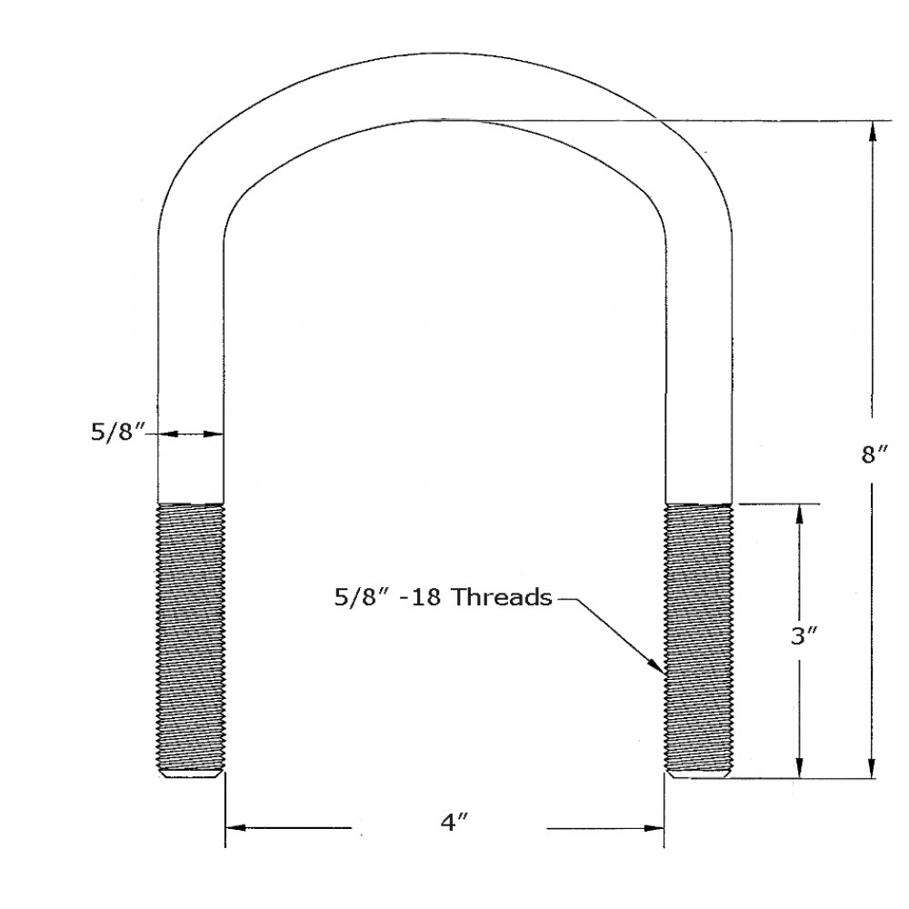 UBW22F - Extended Front U-Bolt for Workhorse W20/W22/W24/W62 ...