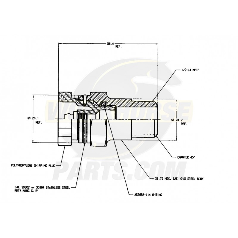 15765610 - Engine Oil Cooler Line Connector - Workhorse Parts