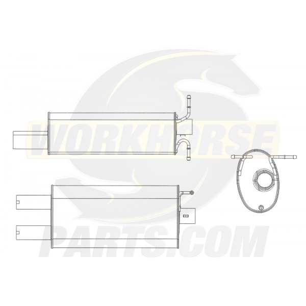 W0012318 - Muffler Asm - Exhaust With Hangers - Workhorse Parts